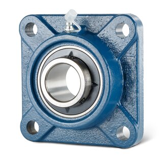 SF1.1/4 UCF207-20 4 Bolt 1.1/4" Square Flanged Unit with Grub Screw - 4bearings.co.uk